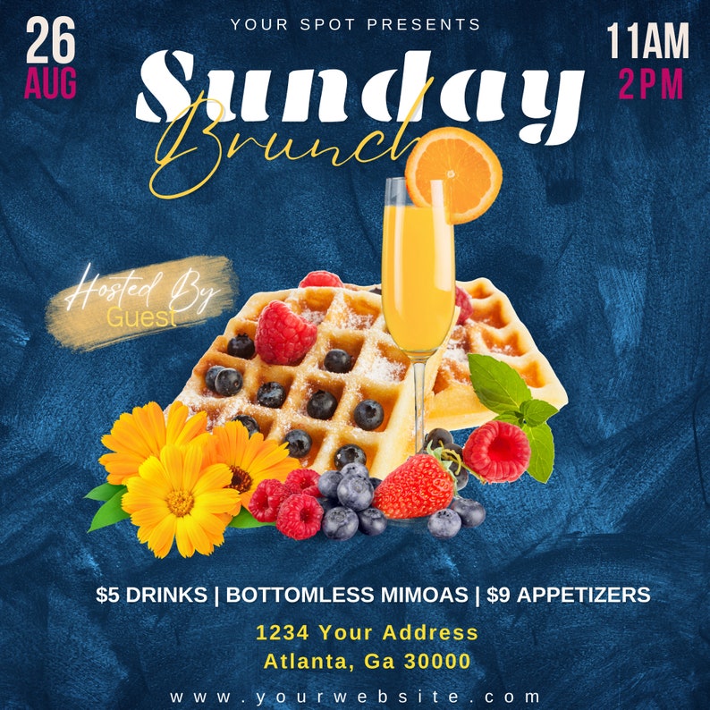 Brunch Flyer Brunch Invite Event Flyer Cavna Template DIY Template - Etsy