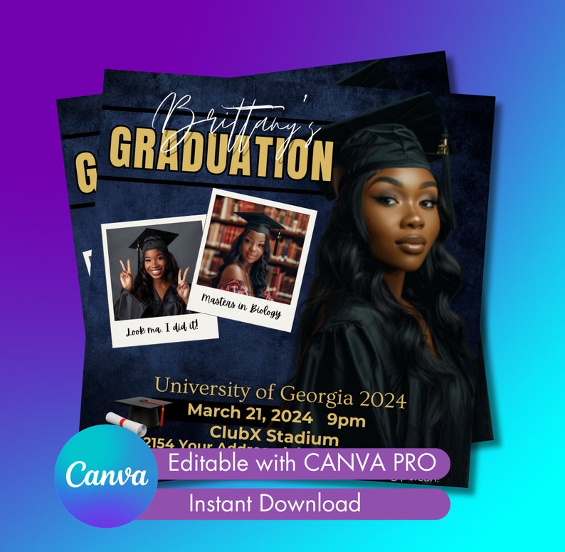 Graduation Invitation, Graduation Flyer, Event Flyer, CANVA PRO ...