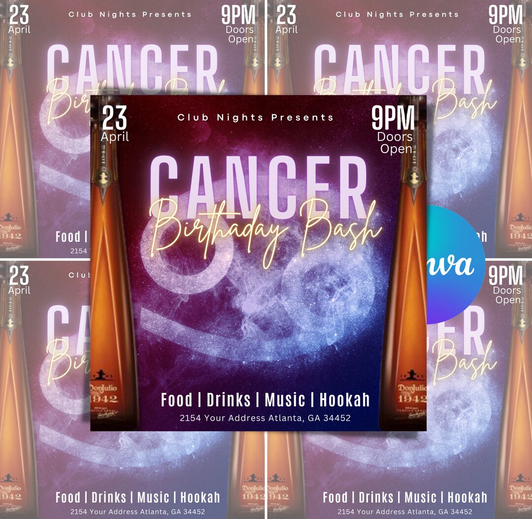 Cancer Party Flyer, Zodiac Party Flyer, Nightclub Flyer, Party ...
