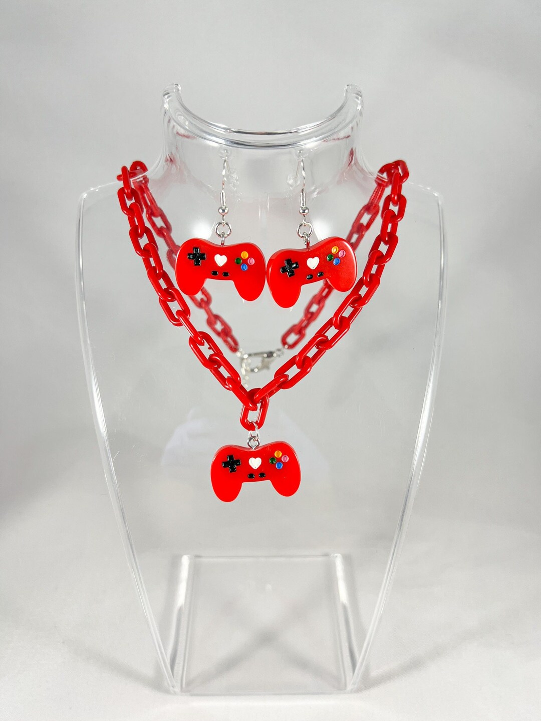 Acrylic Gamer Necklace & Earring Set rave Accessories, Festival Jewelry ...