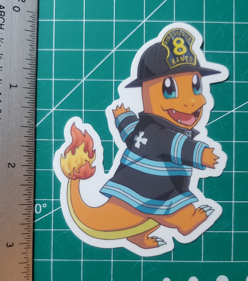 Firefighter Charmander F Force Anime X Poke Sticker - Etsy