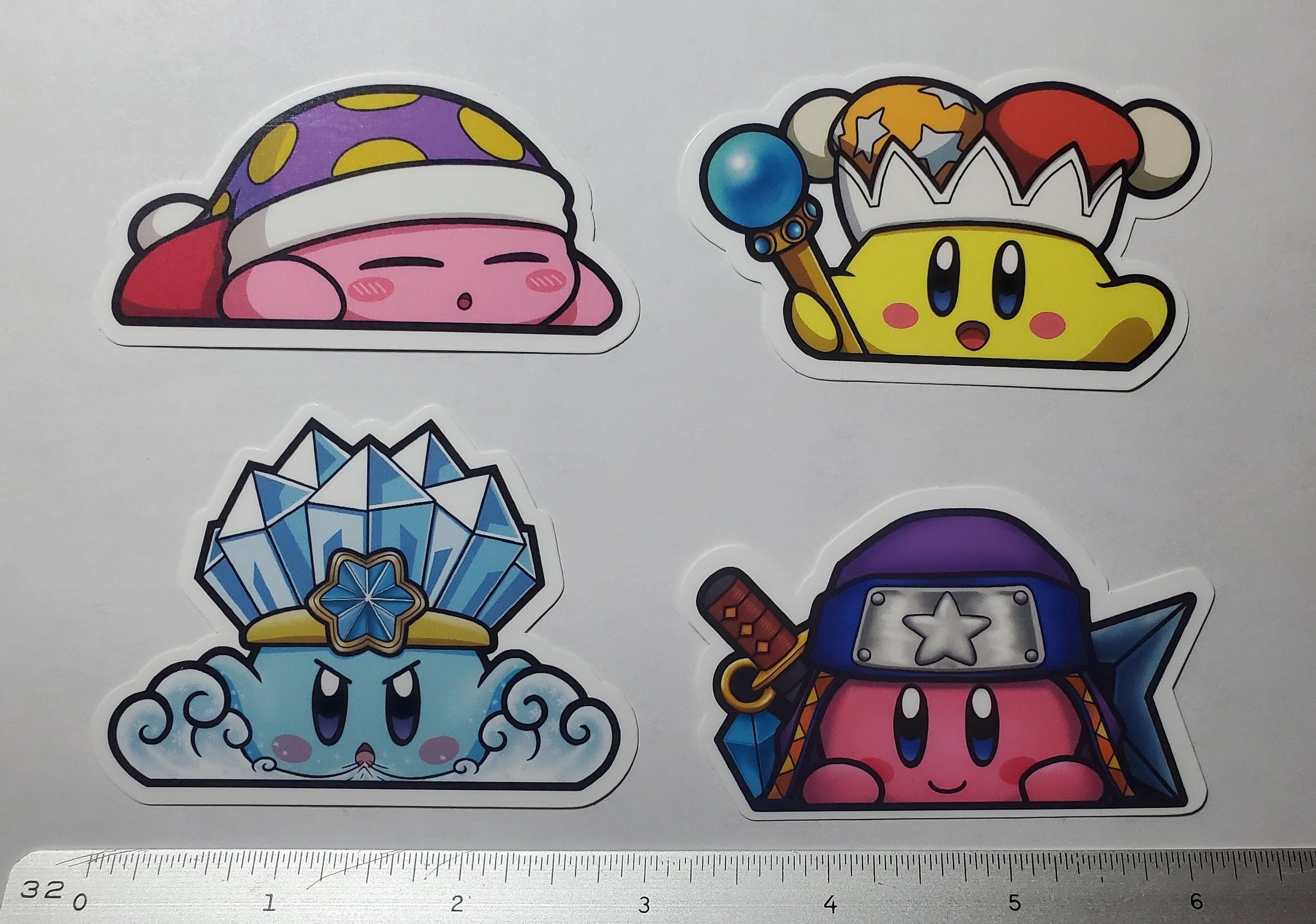 Kirby Powers Peeker Stickers sleep Kirby, Beam Kirby, Ice Kirby, Ninja ...
