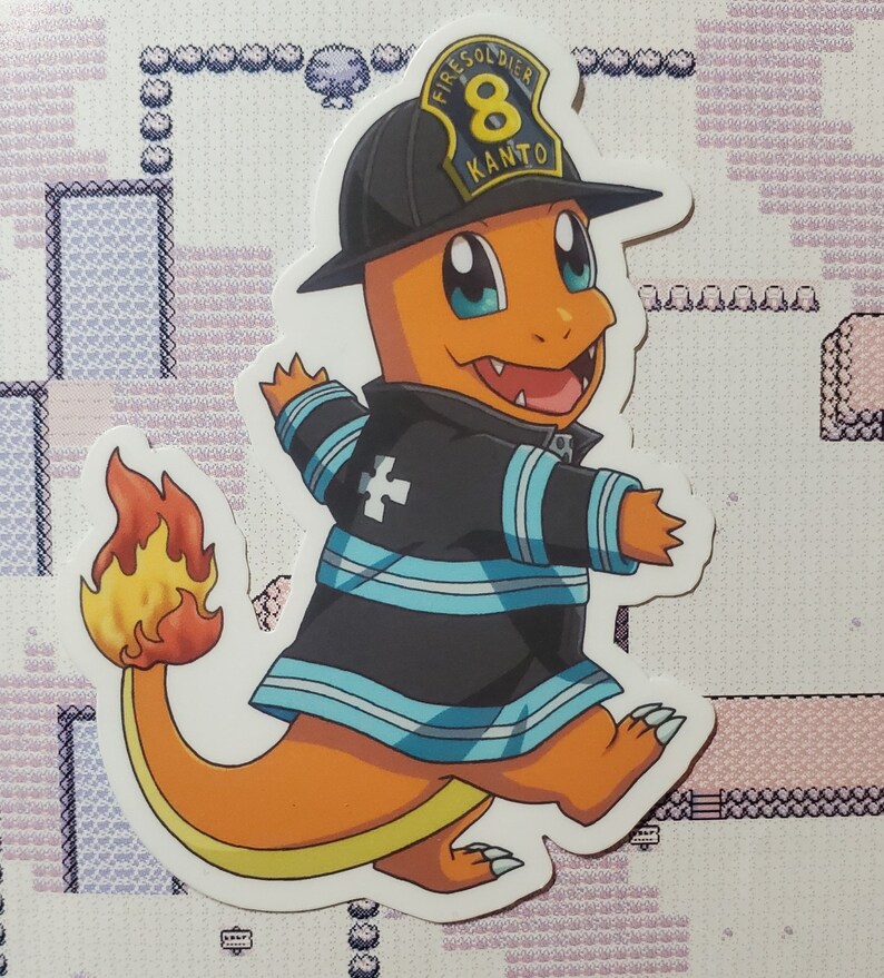 Firefighter Charmander F Force Anime X Poke Sticker - Etsy