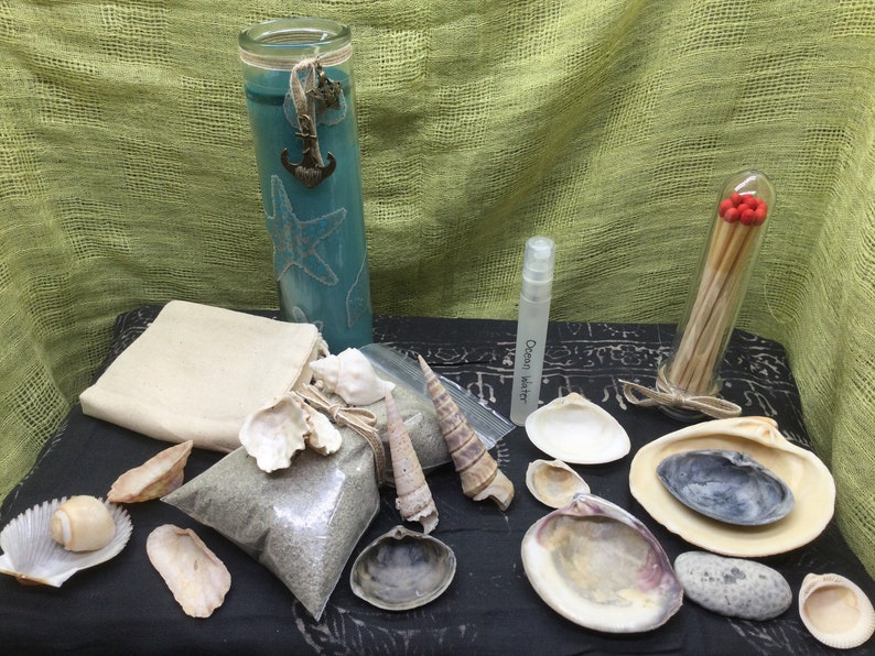 Sea Witch Altar Set, Beach Decor, Beach Candle, Sea Shells Collection ...