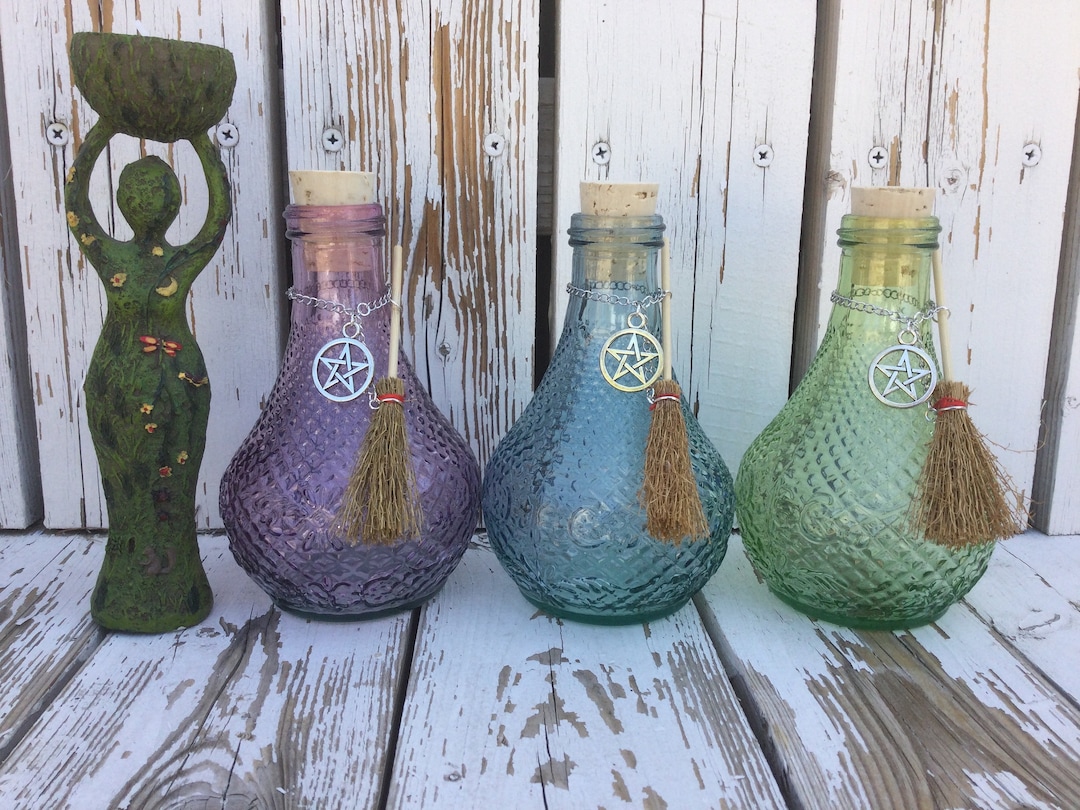 Potion Bottles, Witch Bottle, Witch Broom, Moon Water Bottle, Hand ...