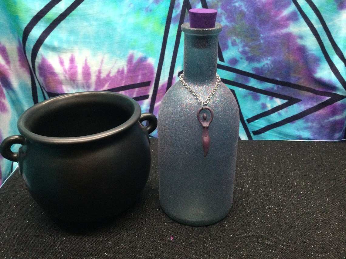 Goddess Potion Bottle, Witches Potion Bottle, Sea Witch Decor, Frosted ...