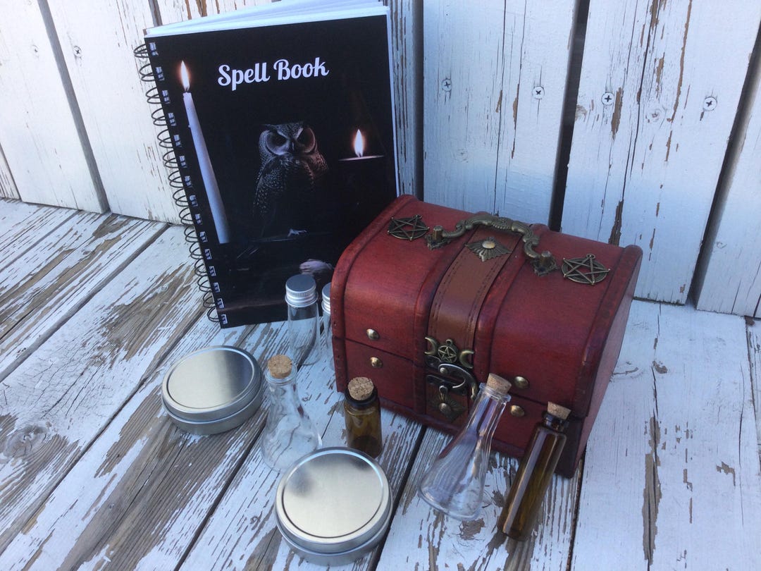 Witches Treasure Chest, Potion Bottle Kit, Spell Bottles, Spell Book ...