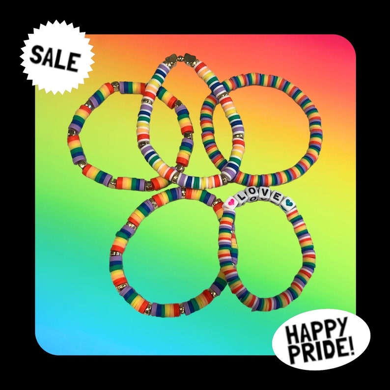 Pride Beaded Bracelet, Rainbow Bracelet, Pride Jewelry, LGBTQ Bracelet, Colorful Rainbow ...