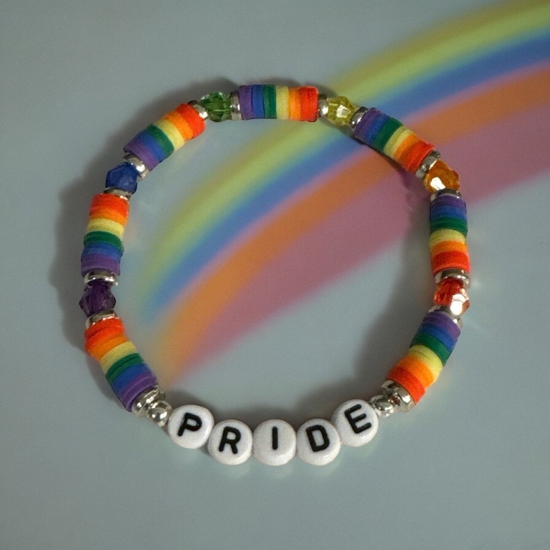 Pride Beaded Bracelet, Rainbow Bracelet, Pride Jewelry, LGBTQ Bracelet, Colorful Rainbow ...