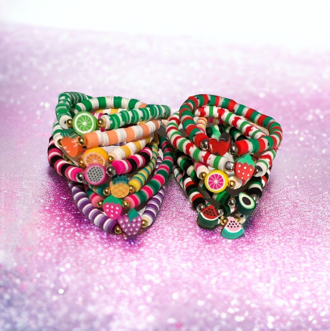 Tropical Fruit Bracelet, Colorful Fruit Bracelet, Fruit Heishi Clay ...