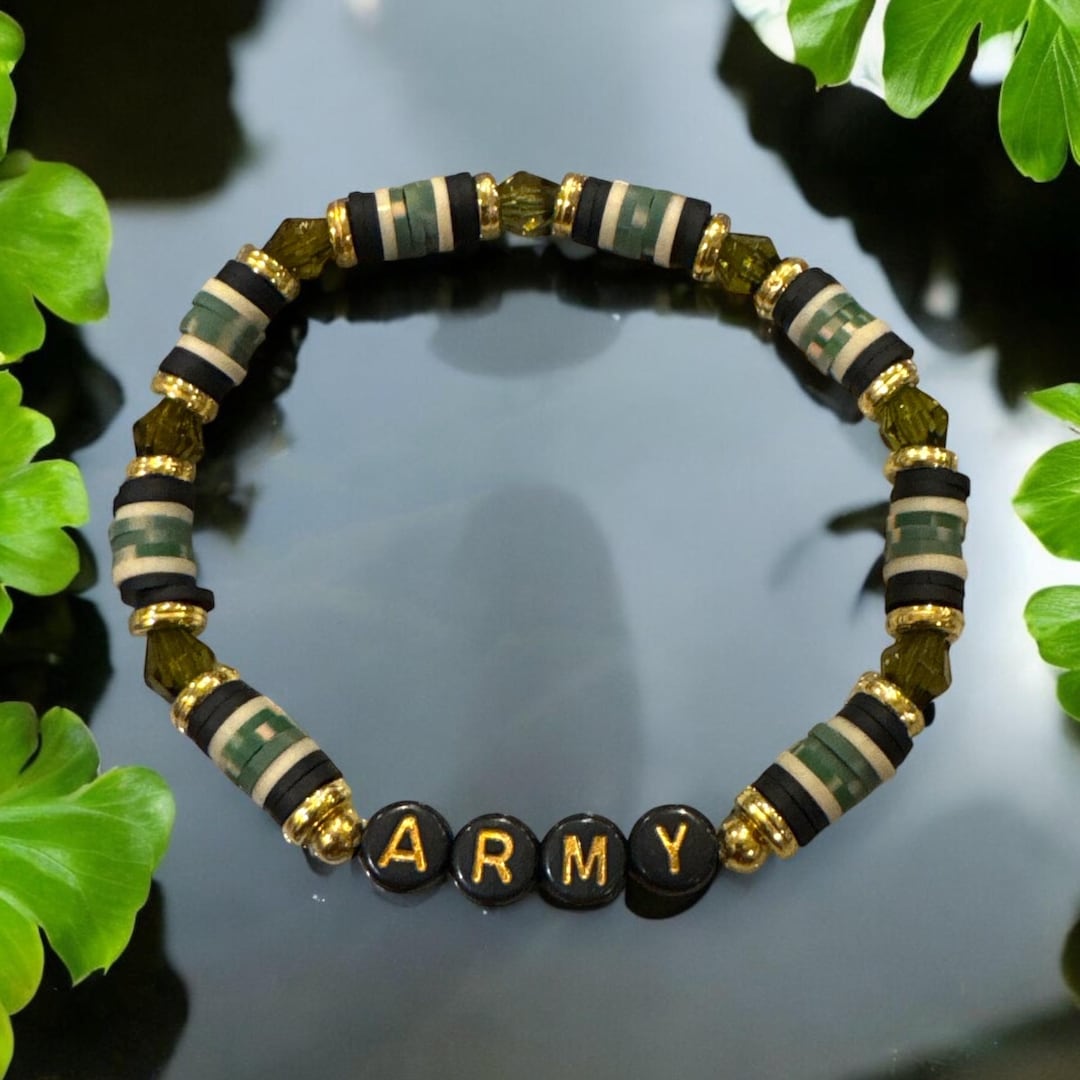 Army Bracelet, U.S. Army Soldier Bead Bracelet, Army Wife Bead Bracelet ...