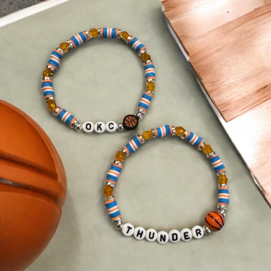 OKC Thunder Bracelet, Thunder NBA Bracelet, Oklahoma City Thunder NBA ...