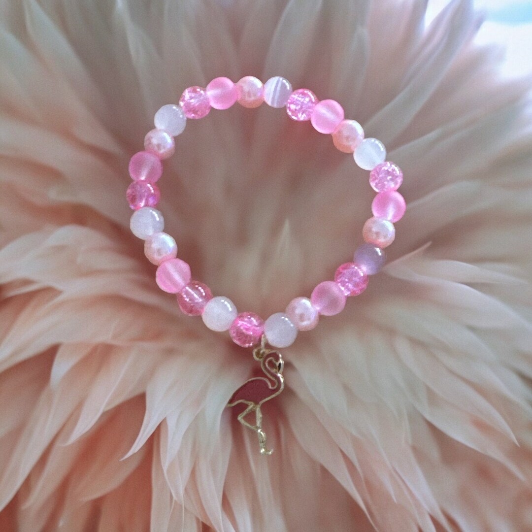 Flamingo Bracelet, Pink Flamingo Bracelet, Flamingo Charm Bracelet, Be ...