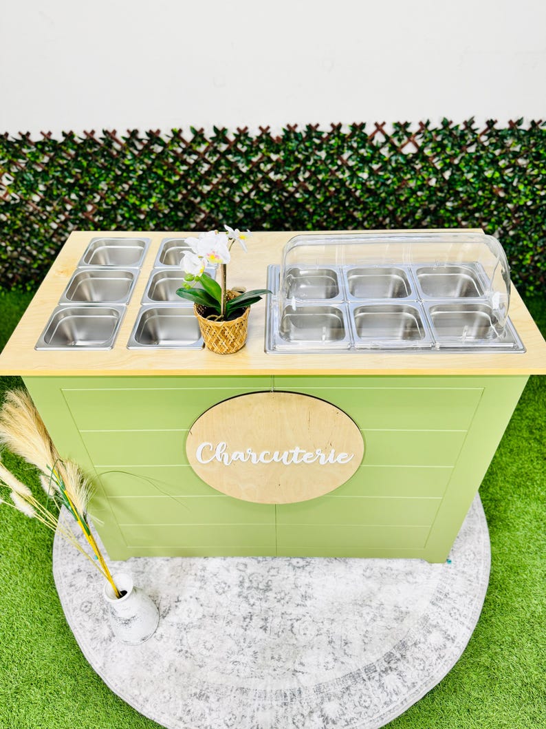 Ematik Foldable 4ft Charcuterie Catering Shiplap Table Collapsible Cart ...