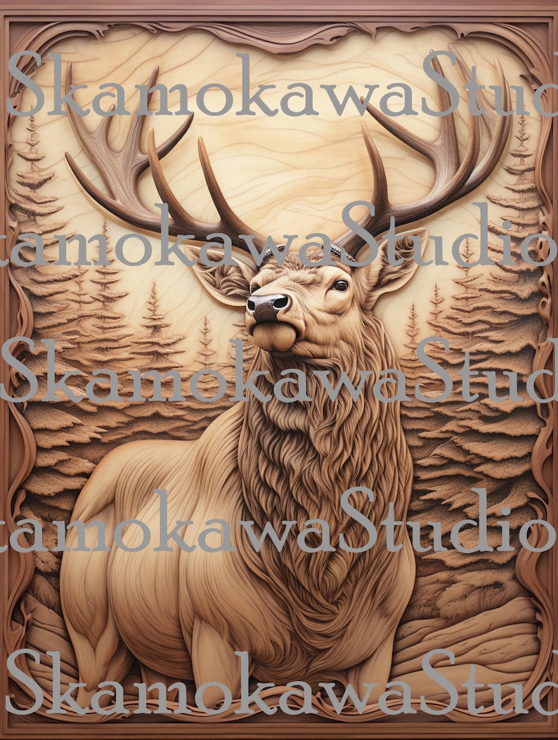 Digital Design File - Elk With Trees - Glowforge - Laser Ready ...