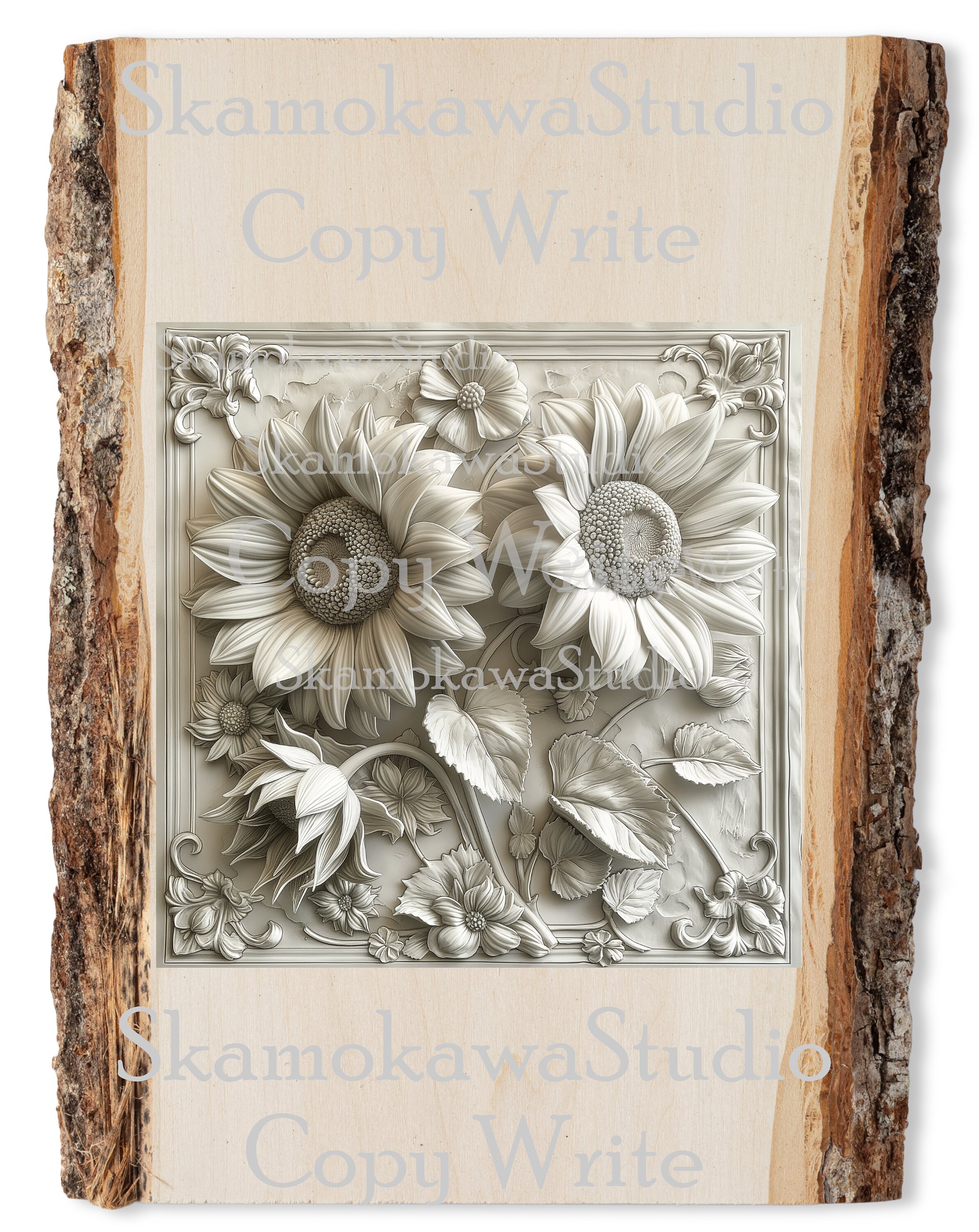 Floral Elegance Sunflower Panel - 3D Laser Engraving SVG & PNG Files ...