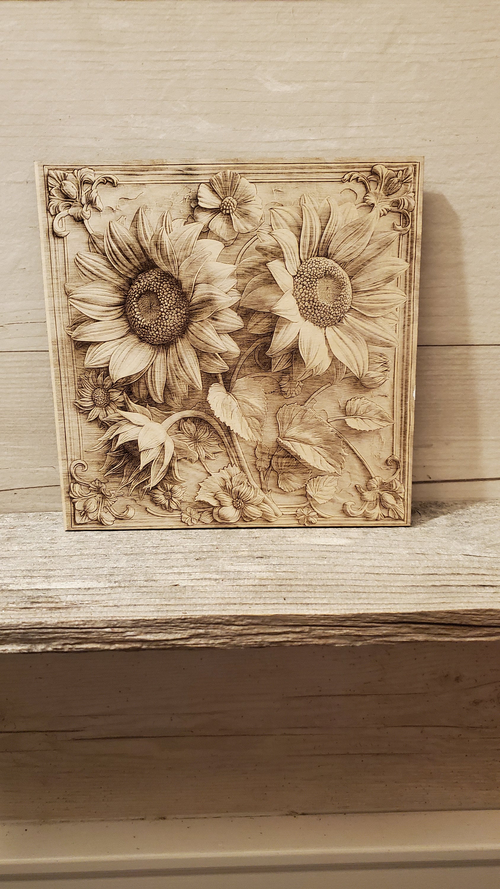 Floral Elegance Sunflower Panel - 3D Laser Engraving SVG & PNG Files ...