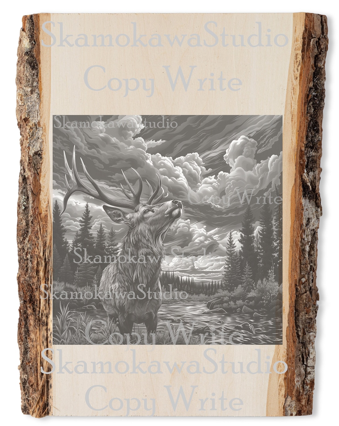 Digital Design File - Elk With Trees - Glowforge - Laser Ready ...