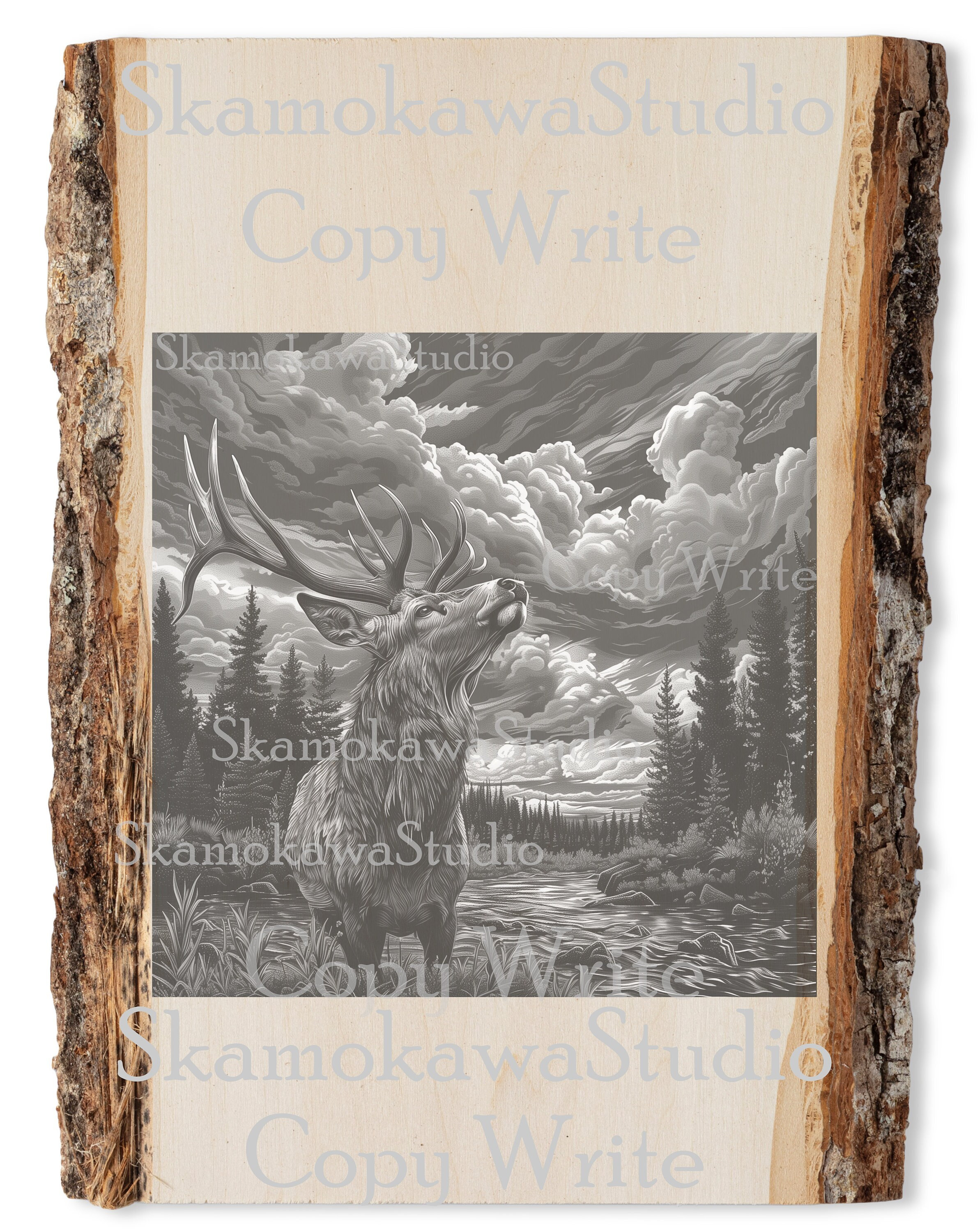 Digital Design File - Elk With Trees - Glowforge - Laser Ready ...