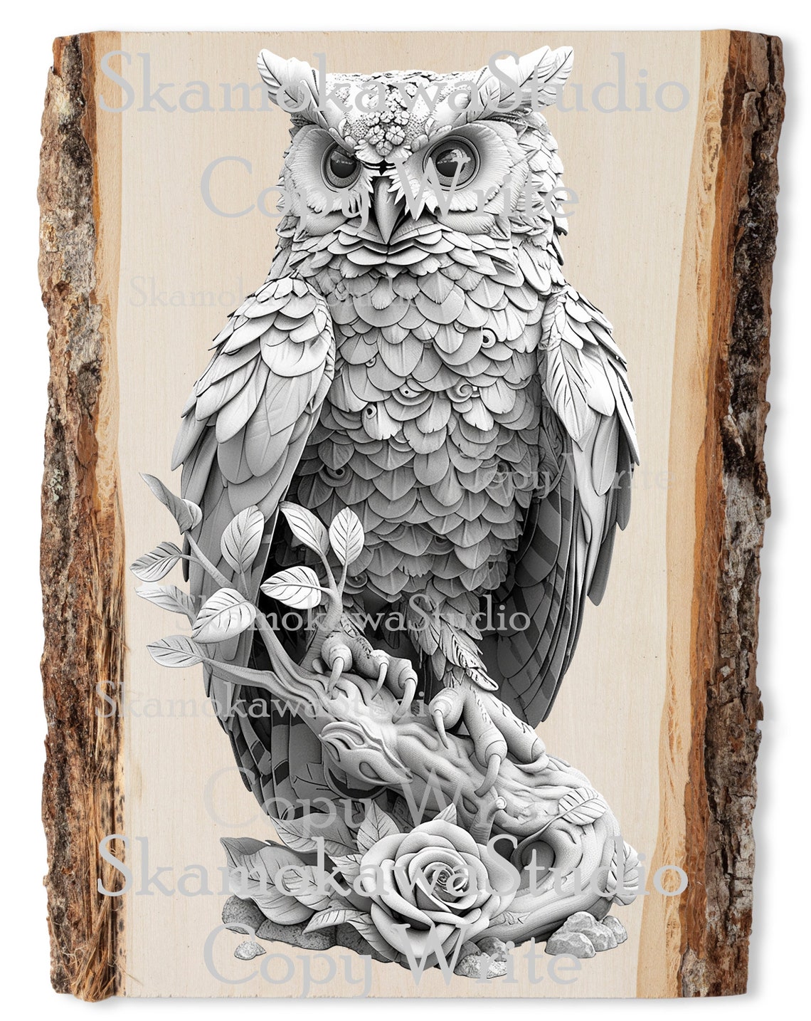 Digital Design File - Owl and Flowers - Glowforge - Laser Ready ...