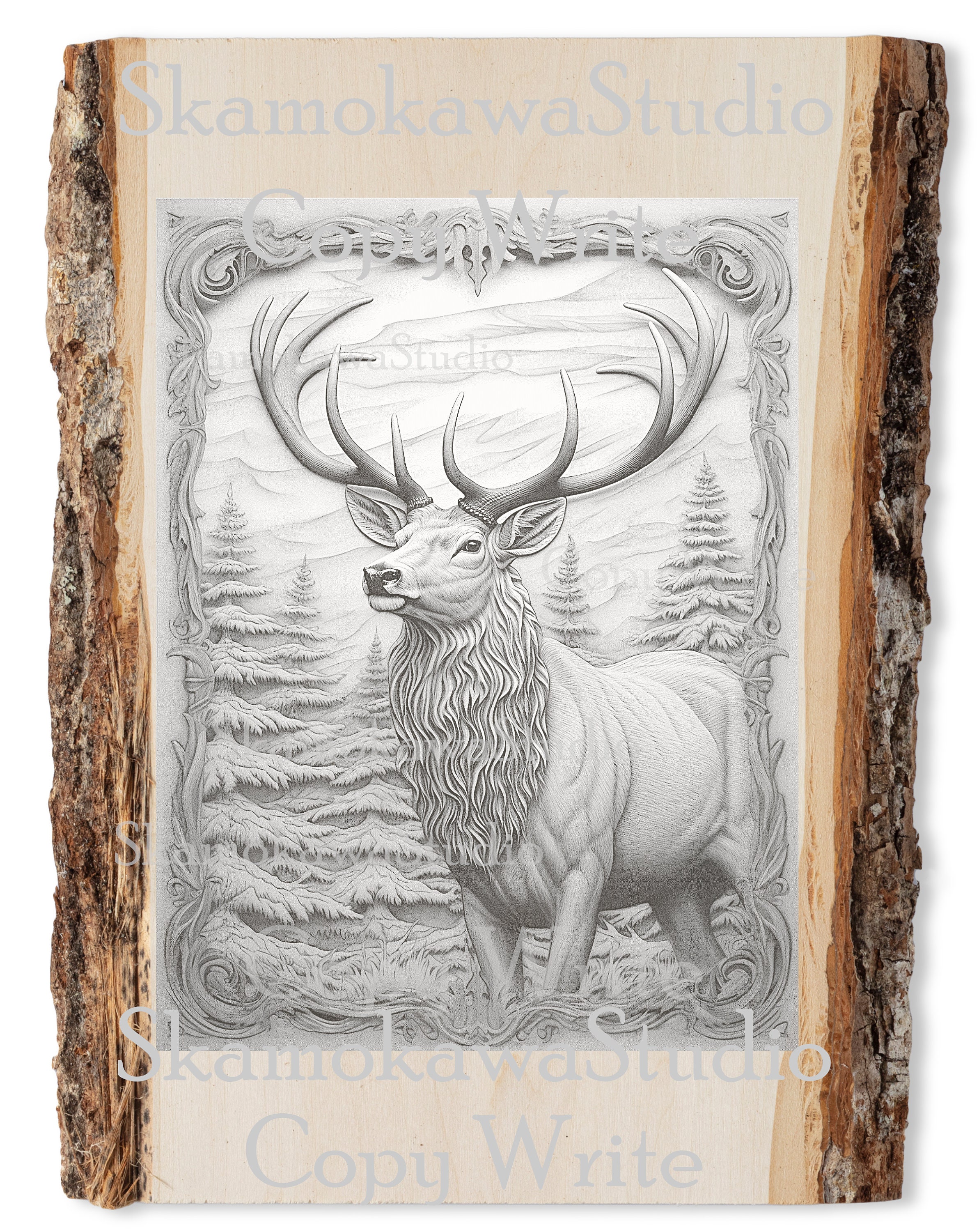 Digital Design File - Elk With Trees - Glowforge - Laser Ready ...