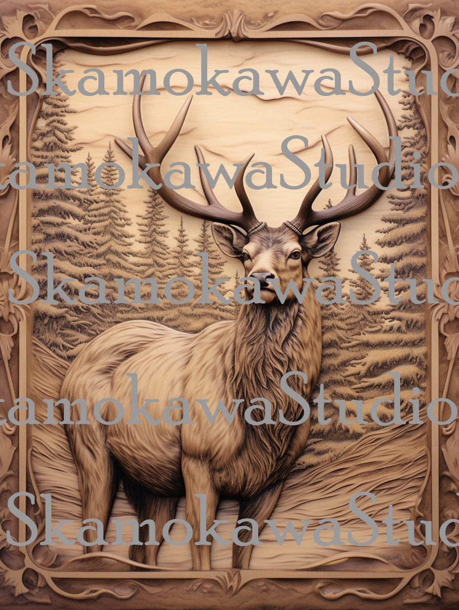 Digital Design File - Elk With Trees - Glowforge - Laser Ready ...