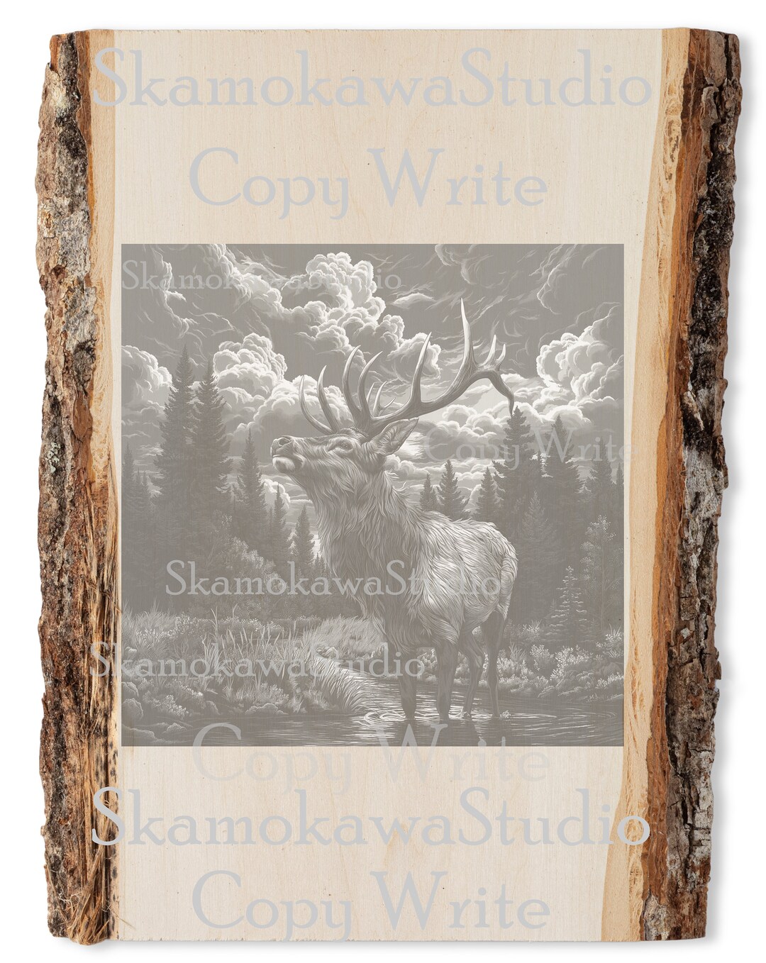 Digital Design File - Elk With Trees - Glowforge - Laser Ready ...