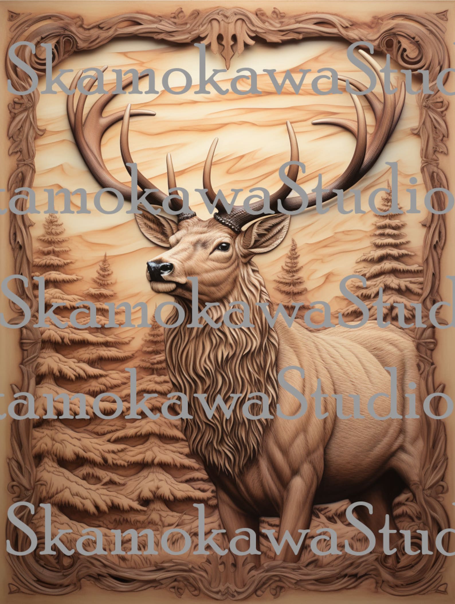 Digital Design File - Elk With Trees - Glowforge - Laser Ready ...