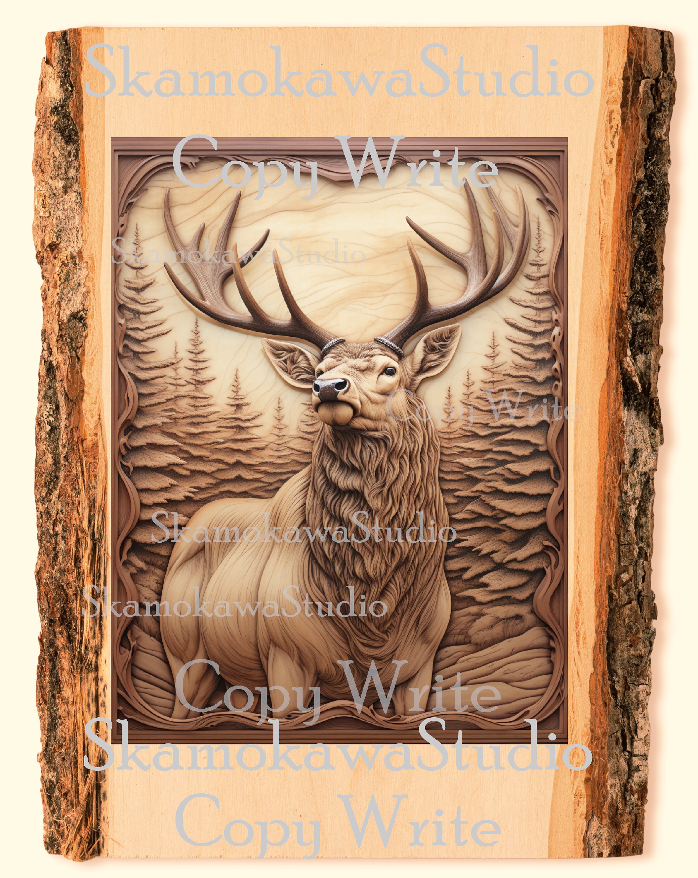 Digital Design File - Elk With Trees - Glowforge - Laser Ready ...
