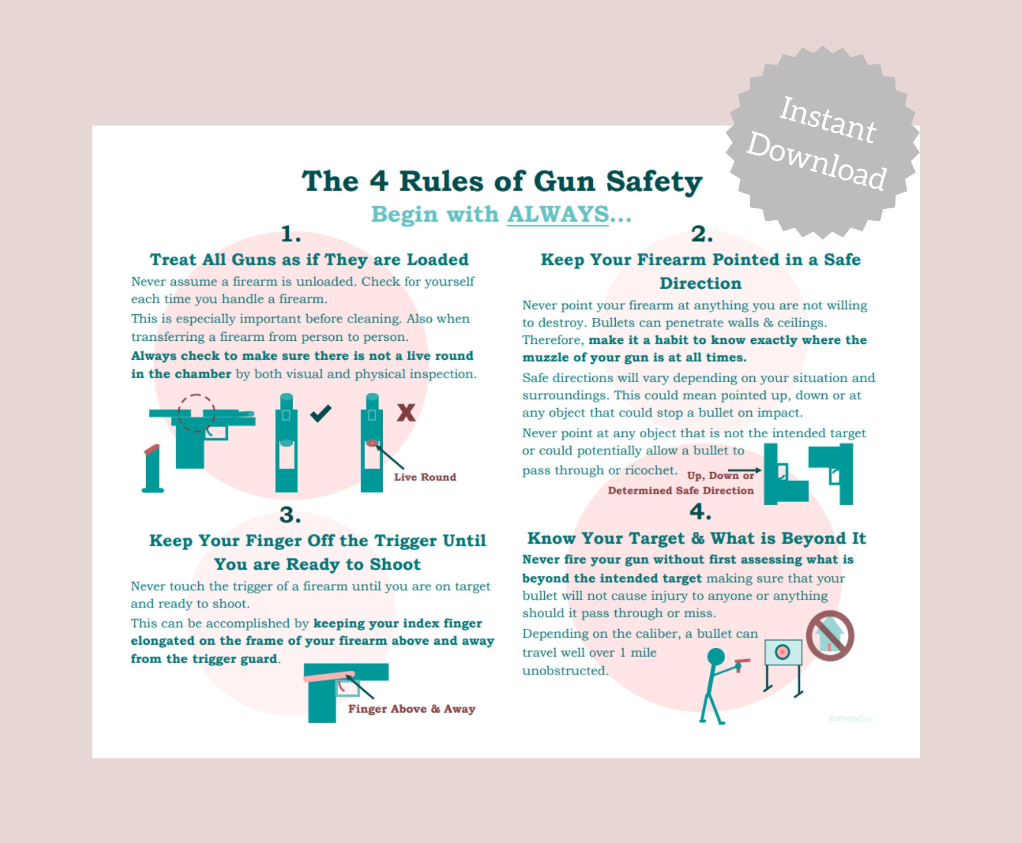 The 4 Rules of Gun Safety - Etsy
