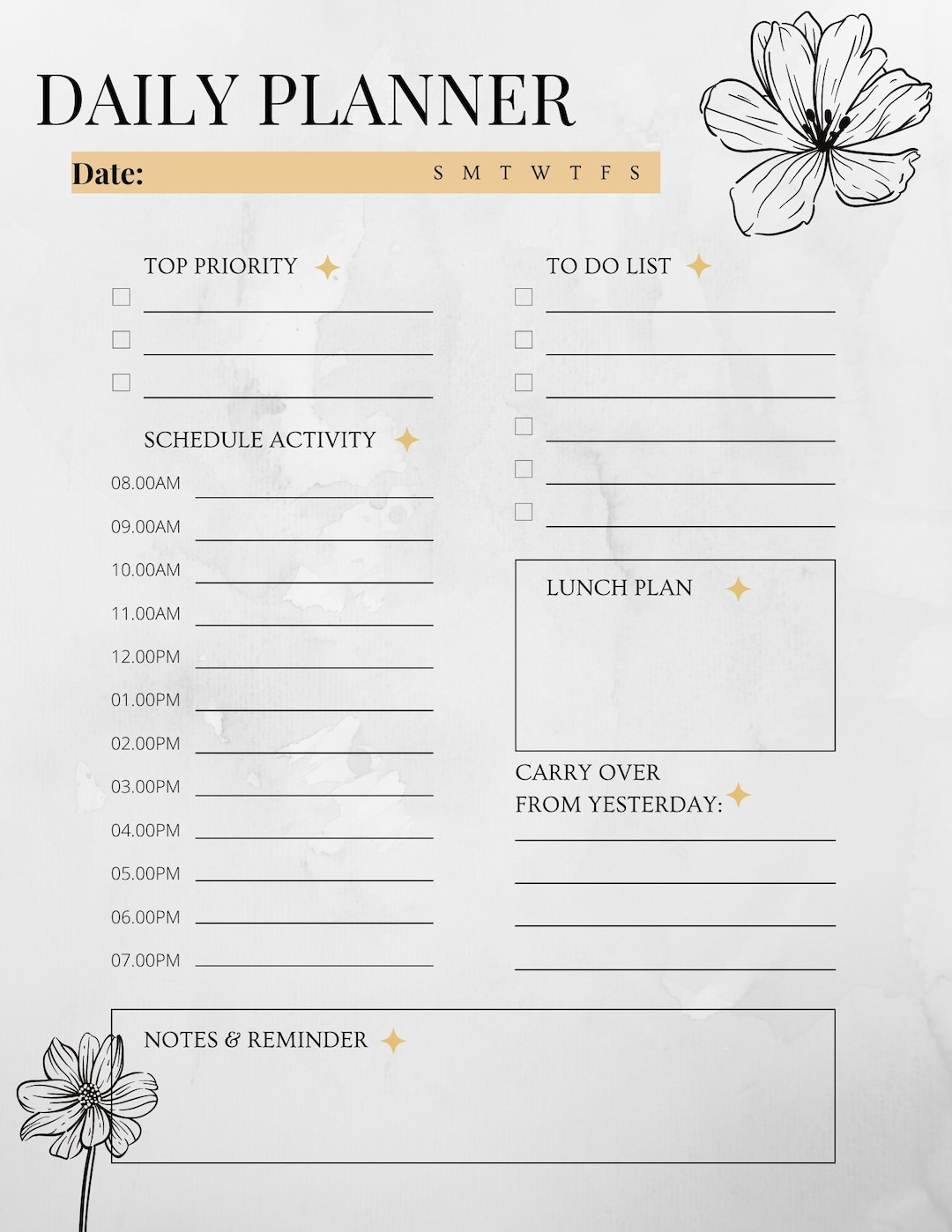 Printable Minimalist Daily Planner, Aesthetic Planner, Organized Daily ...