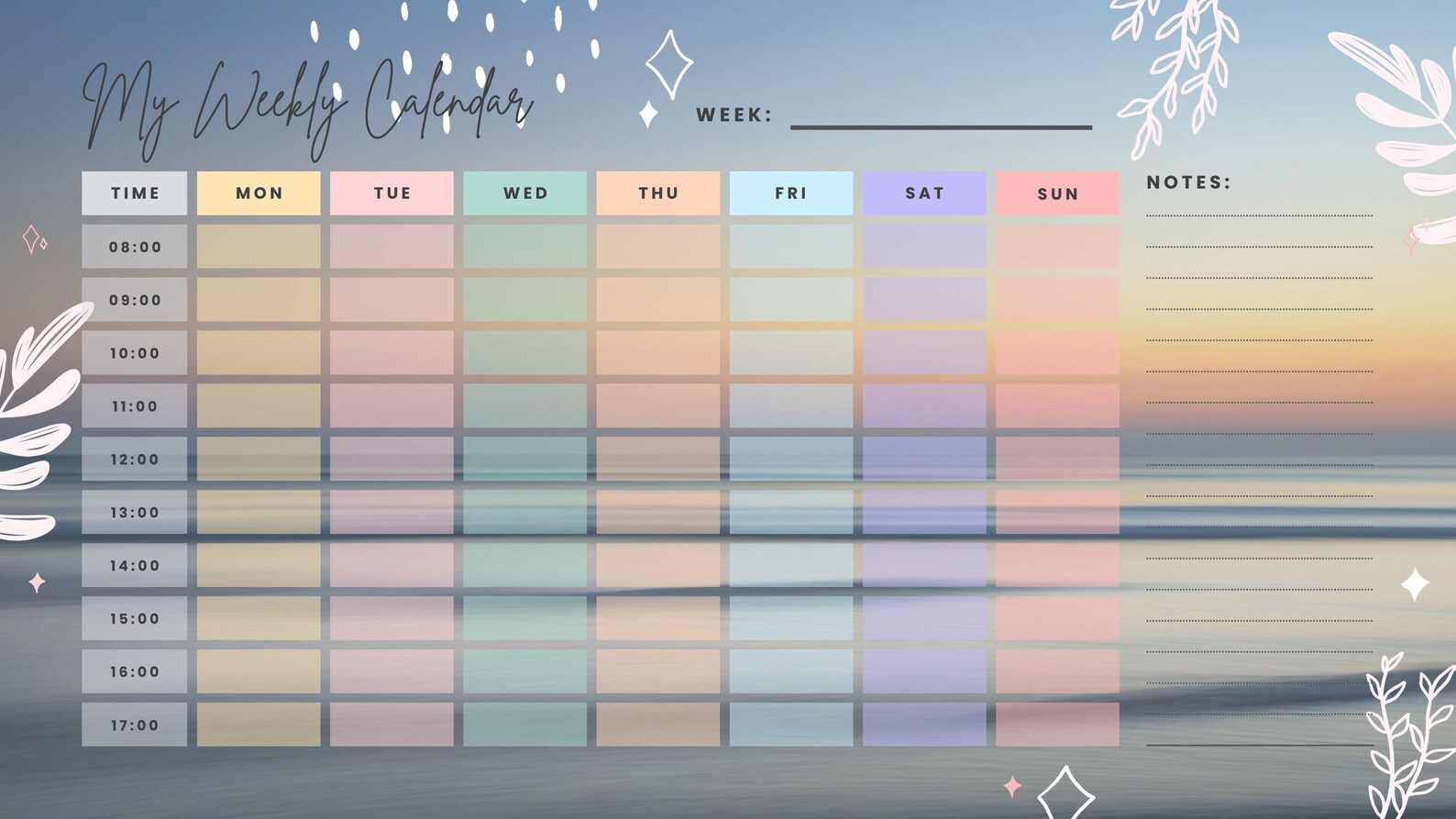 Printable Weekly Planner, Aesthetic Planner, Military Time Planner ...