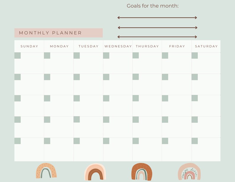 Monthly Planner* .aesthetic.organized.calendar. - Etsy