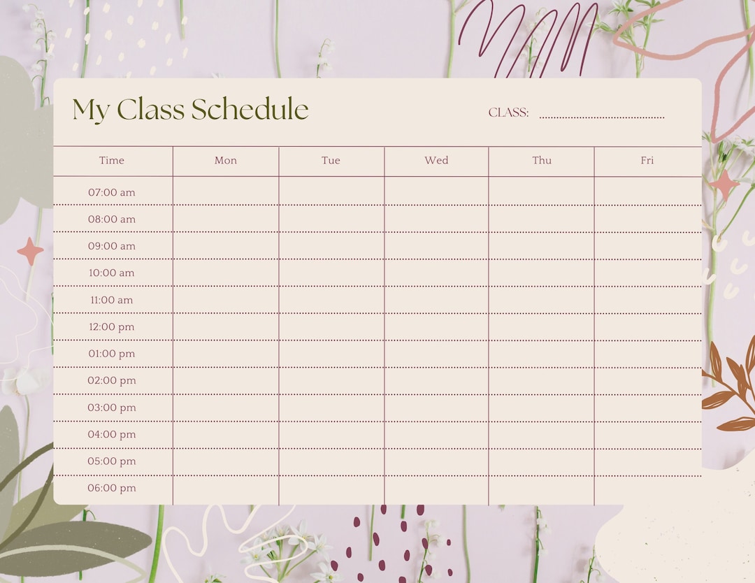 Minimalist Student School Schedule, College, Highschool, Organized ...