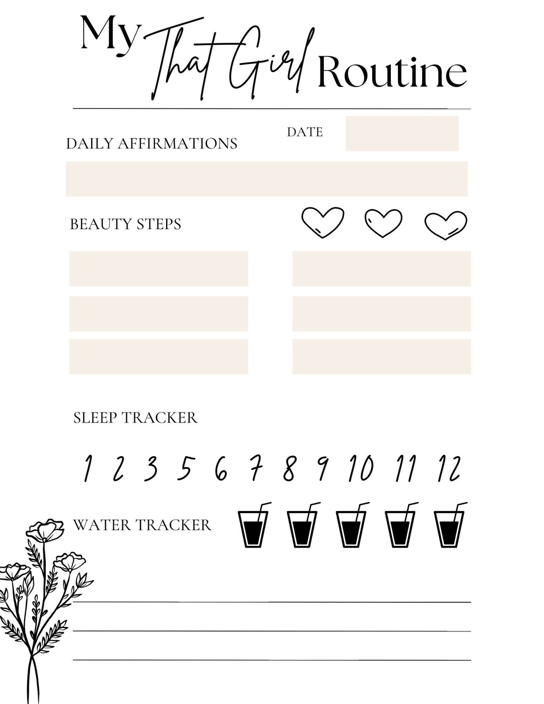 That Girl* Routine.printable Beauty Routine Planner.self Care Planner ...