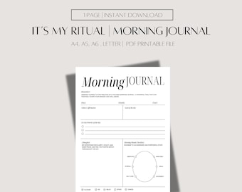 Morning Check-in Journal, 5 Minute Journal Template, Daily Reflections ...