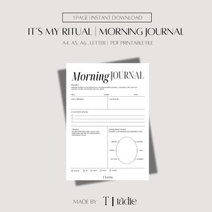 Morning Journal, 5 Minute Journal Template, Daily Reflections ...