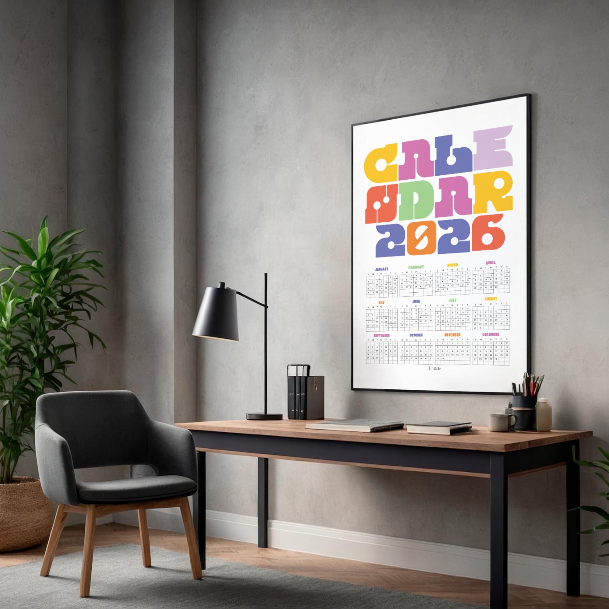 Calendrier coloré 2026 à imprimer | Format A4 A5 (Patron PDF) - Etsy France