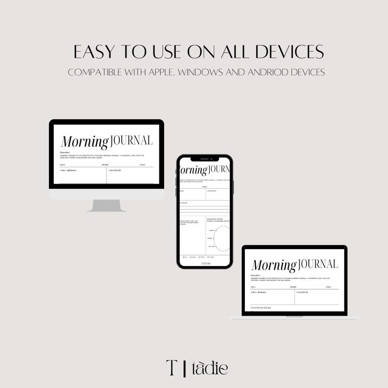 Morning Journal, 5 Minute Journal Template, Daily Reflections ...