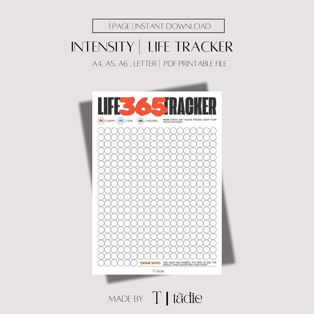 365-day Life Tracker: Goal & Habit Planner (PDF Printable, A4/a5/letter ...