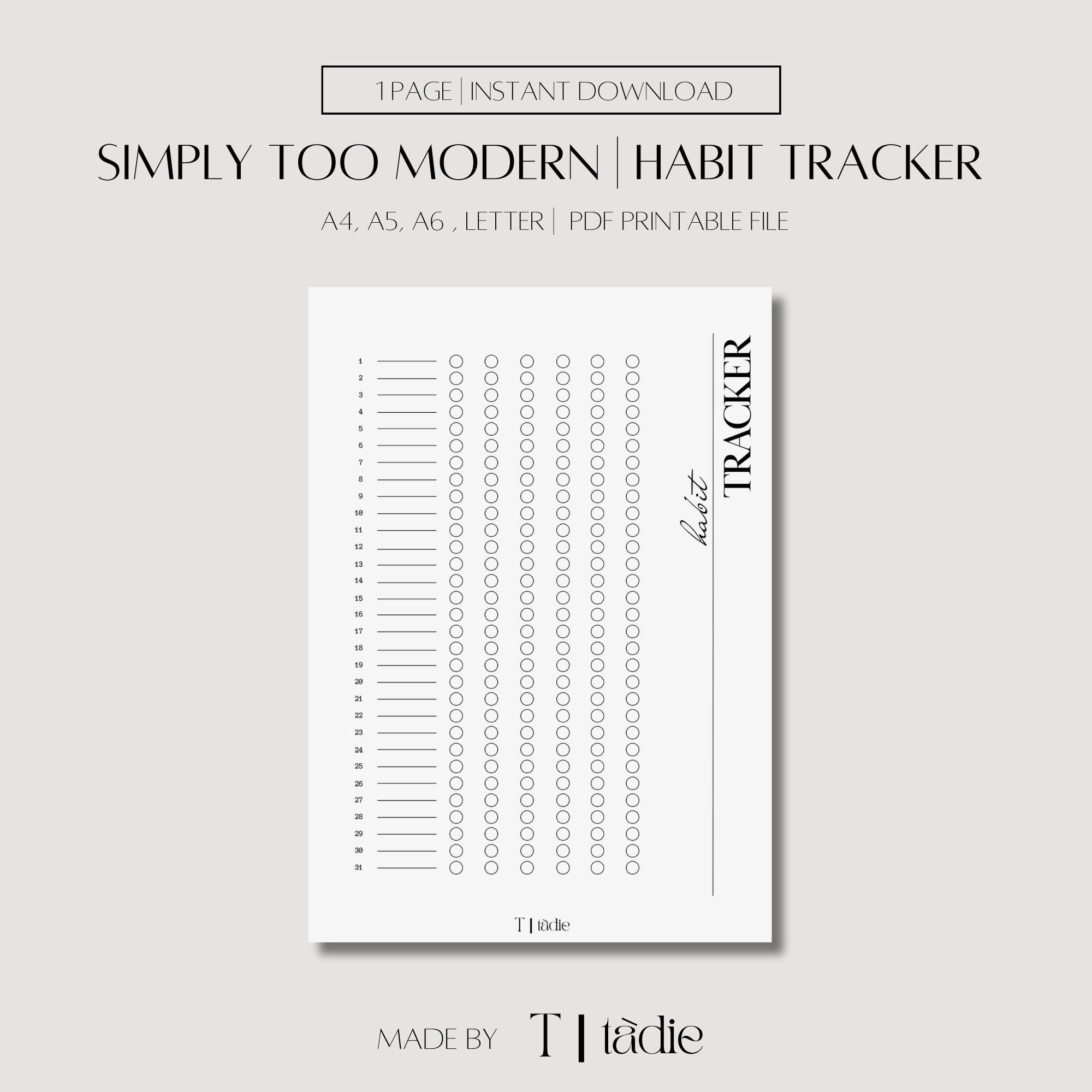 HABIT TRACKER | PDF Printable | Elegantly Designed Layout & Easy to Use ...