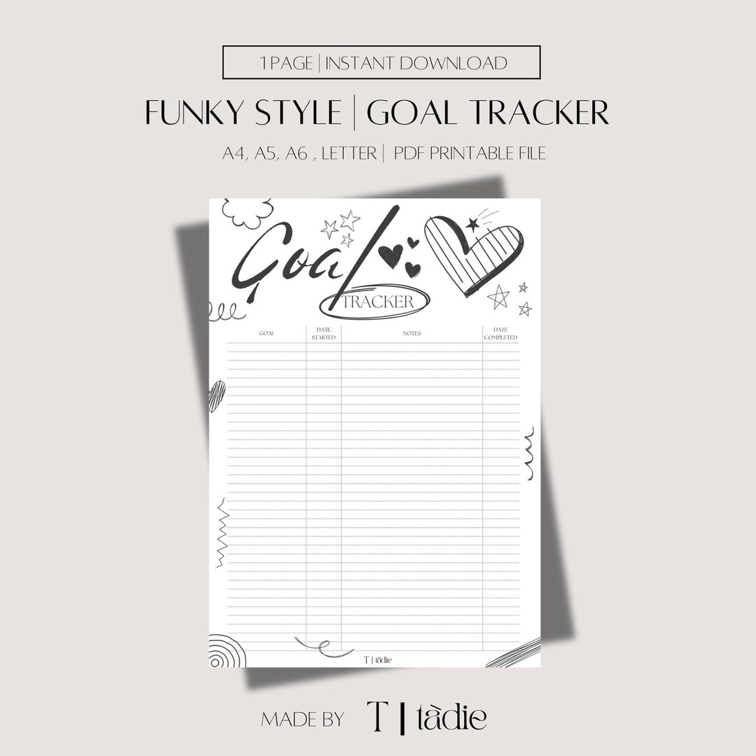 GOAL TRACKER, Pdf Printable Tracker, Success Archive Goal Tracker ...
