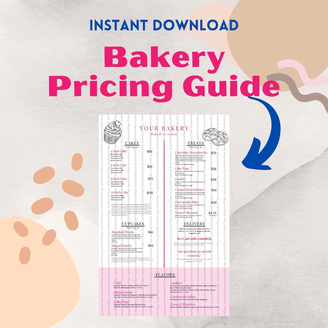 Bakery Pricing Guide - Instant Download & Editable - Etsy