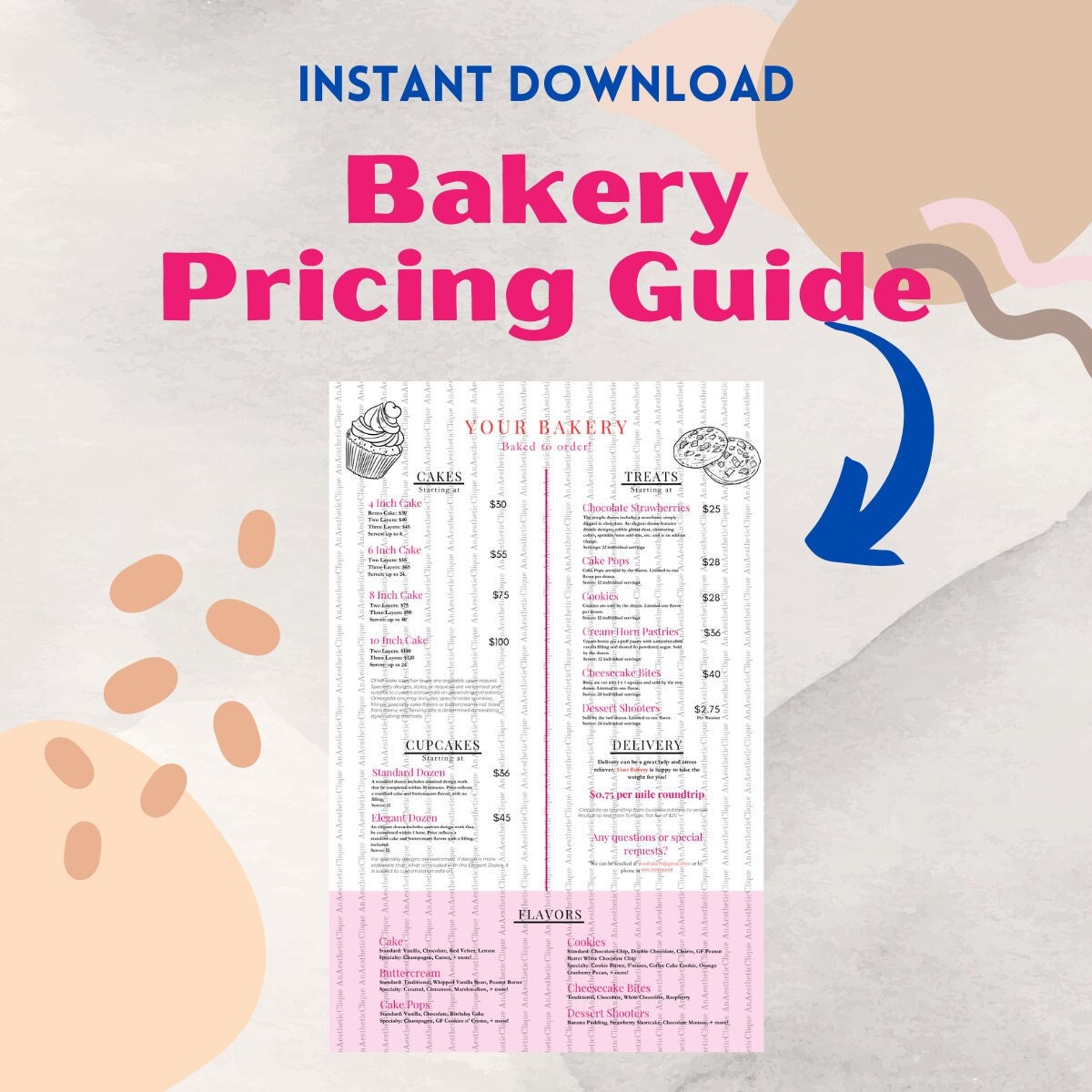 Bakery Pricing Guide - Instant Download & Editable - Etsy