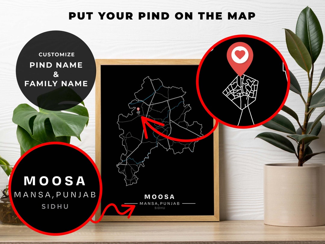 BATHINDA Punjab State District Map Custom Pind Poster - Etsy