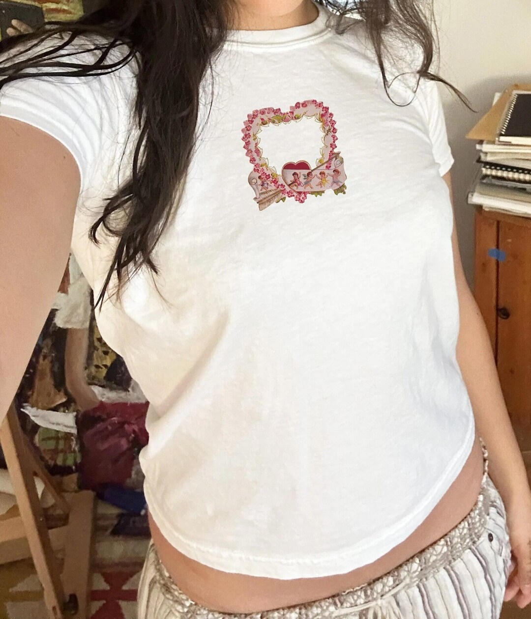 Vday, Cupid Heart Coquette Baby Tee, Coquette Clothing, Y2k Baby Tee ...