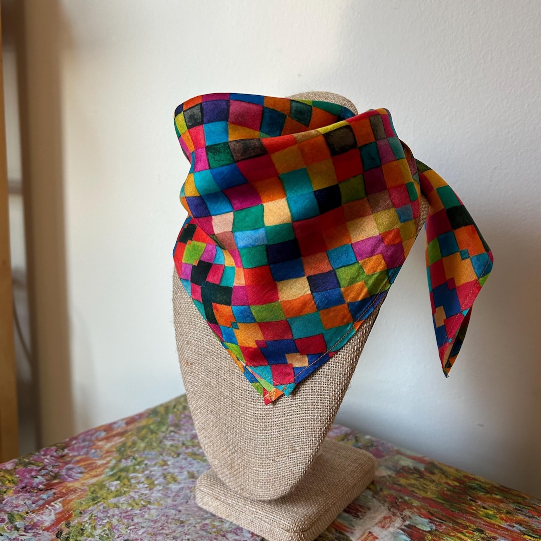 Silky Colorful Argyle Moroccan Scarf, Neckerchief, Elegant Scarves ...