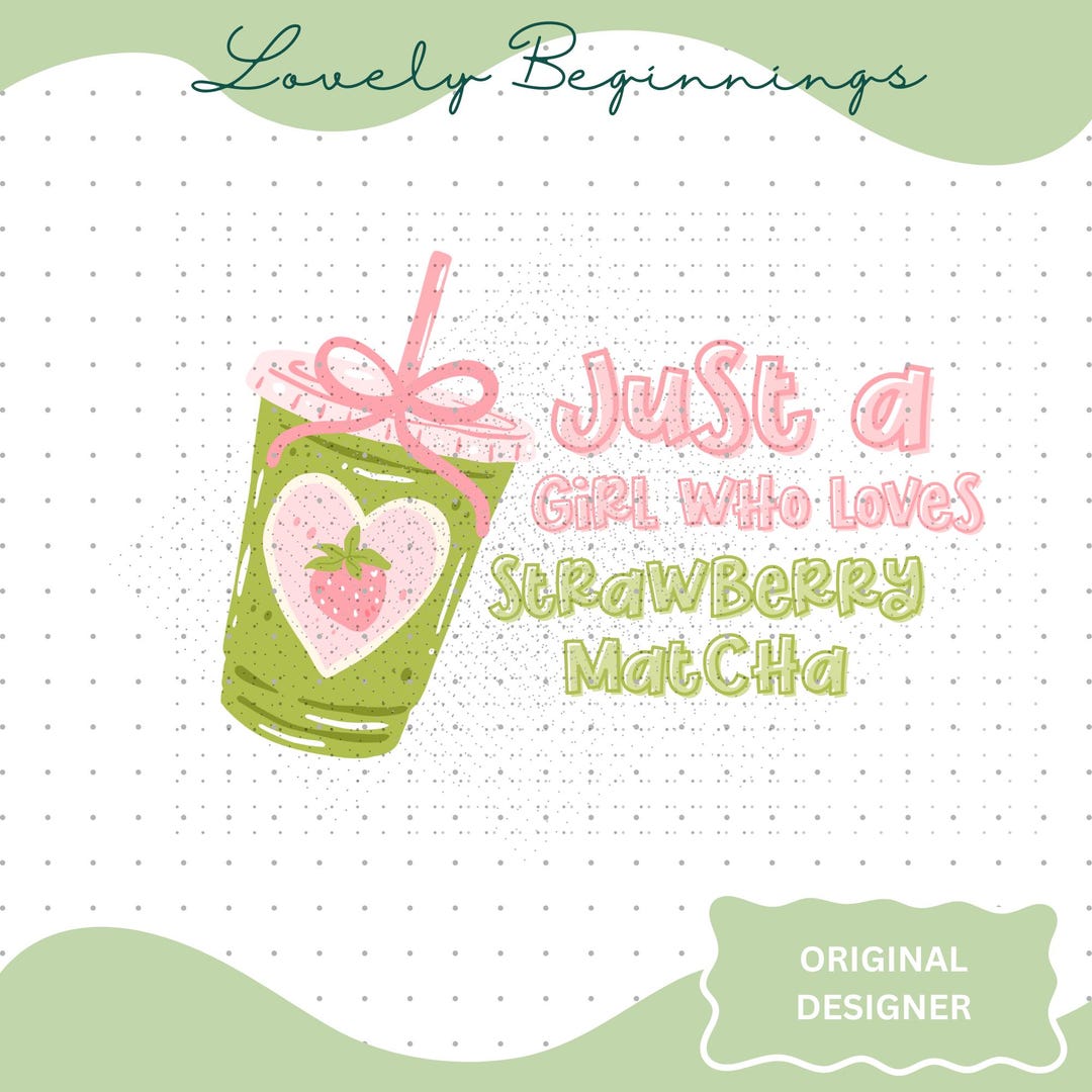 Strawberry Matcha Girl PNG | Cute Kawaii Matcha Lover Graphic ...