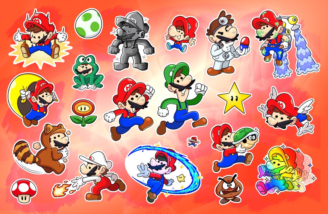 Super Mario Sticker Sheet - Etsy