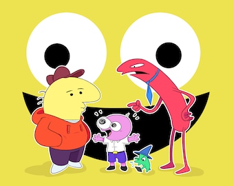 Shrimp Smiling Friends Cartoon Print Adult Swim - Etsy